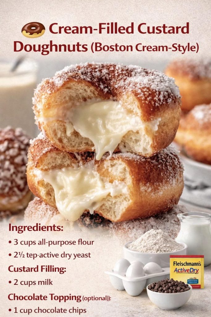 Cream-Filled Custard Doughnuts – Food Recipes